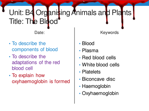 New GCSE AQA Biology B4 The Blood | Teaching Resources