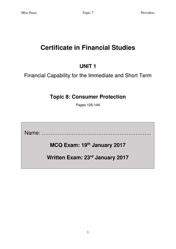 IFS Level 3 Certificate in Financial Literacy - Unit 1 Student Workbook ...