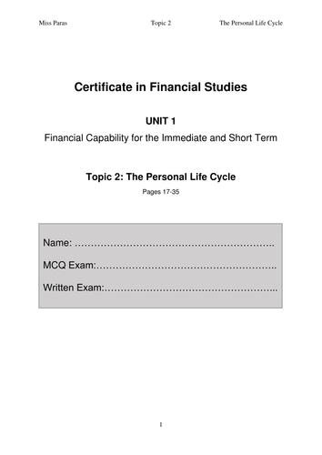 IFS Level 3 Certificate in Financial Literacy - Unit 1 Student Workbook ...