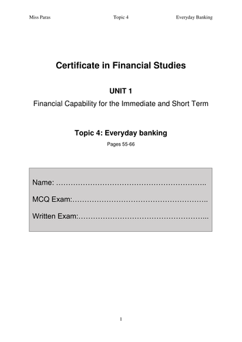 IFS Level 3 Certificate in Financial Literacy - Unit 1 Student Workbook ...