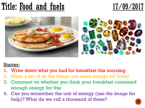 Food and fuels - complete lesson (KS3) | Teaching Resources