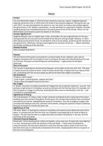 "Songs of Ourselves" (Cambridge iGCSE English) Revision Sheets ...