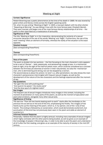 "Songs of Ourselves" (Cambridge iGCSE English) Revision Sheets ...