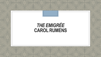 The Emigree - Carol Rumens | Teaching Resources