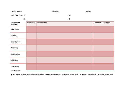 Engagement scales record sheet examples | Teaching Resources