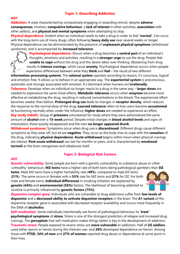 Addiction Revision (A2 Psychology) | Teaching Resources