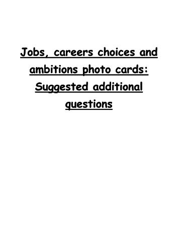Jobs, career choices and ambitions photo cards and suggested additional ...