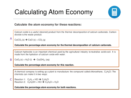 Atom Economy - GCSE (AQA) | Teaching Resources