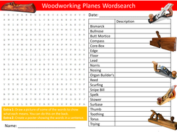 Woodworking Planes Wordsearch Design Resistant Materials Starter ...