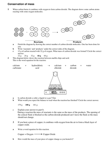 New AQA Conservation of Mass | Teaching Resources