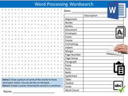 Word Processing Wordsearch ICT Computing Starter Settler Activity ...