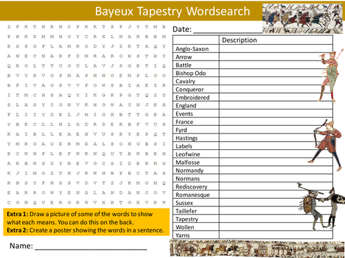 The Bayeux Tapestry Wordsearch History Battle of Hastings Starter ...