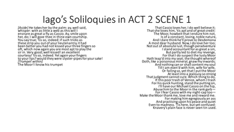 AQA A-Level English Language and Literature: Othello - Lesson 2 (Soliloquies) | Teaching Resources
