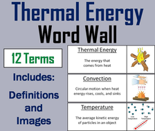 Thermal Energy Word Wall Cards | Teaching Resources