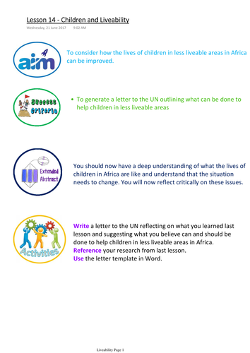 Year 7 Liveability | Teaching Resources