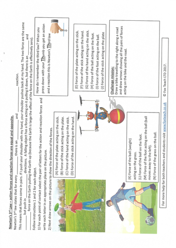Newton's third law (3rd law), Forces, action, reaction, equal and ...