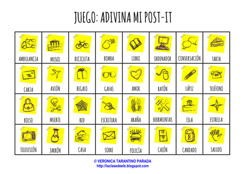 Guess my post-it game for Spanish class (elementary to intermediate ...