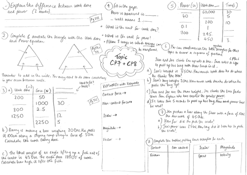9-1 Edexcel Energy and forces revision mat | Teaching Resources