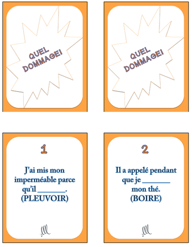 GCSE FRENCH: French Imperfect Tense - Quel Dommage Game | Teaching ...