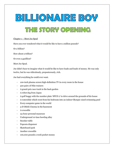 Billionaire Boy - Money vs. Happiness! | Teaching Resources