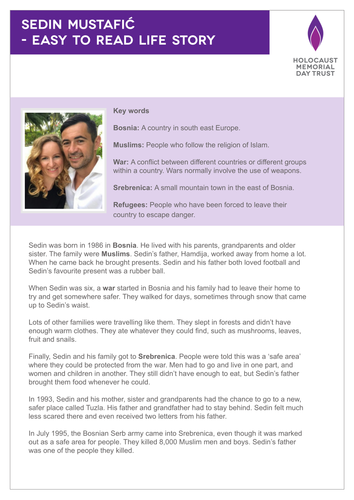 Holocaust Memorial Day Life stories including SEN easy to read life ...