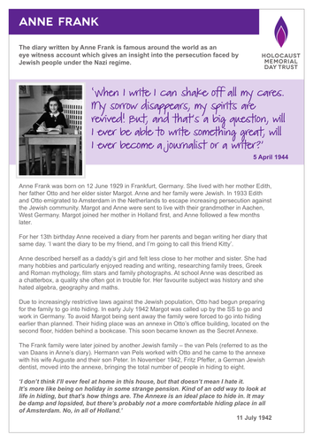 Holocaust Memorial Day Life stories including SEN easy to read life ...