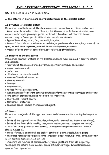 BTEC SPORT UNIT 1 NATIONALS L3 ANATOMY & PHYSIOLOGY BUNDLE | Teaching Resources