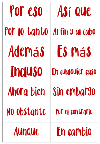 Spanish connectors for speaking | Teaching Resources