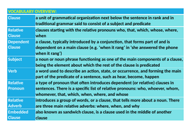 RELATIVE CLAUSE: HANDOUT | Teaching Resources