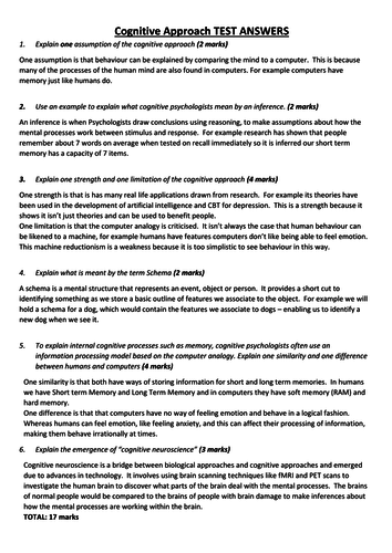 The COGNITIVE Approach AQA Psychology Full Lessons | Teaching Resources