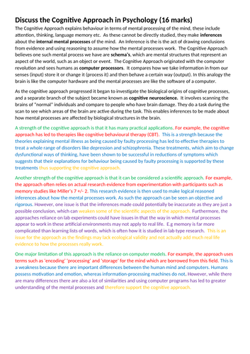 The COGNITIVE Approach AQA Psychology Full Lessons | Teaching Resources