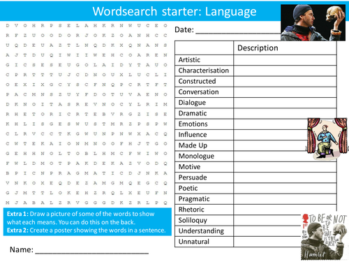 Drama Language Keyword Wordsearch Crossword Anagrams Brainstormer ...