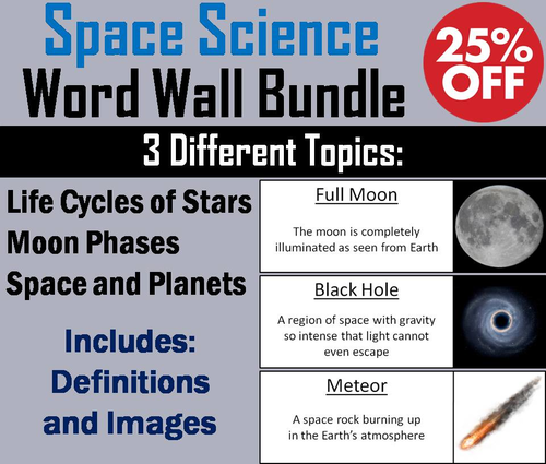 Astronomy/ Space Science Word Wall Bundle: Stars, Planets, Moon Phases ...