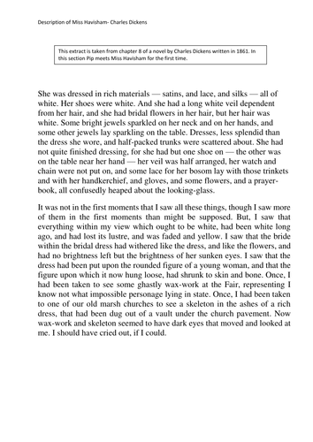 Characterisation of Miss Havisham | Teaching Resources