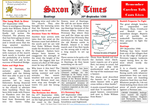 1066 The Saxon Times - The Battle of Hastings - Set of 8 Posters ...