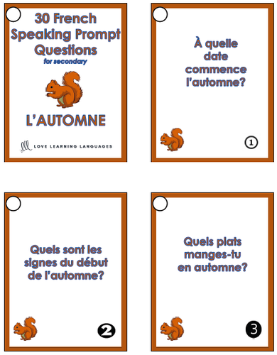 GCSE FRENCH: Le vocabulaire d'automne - 30 French speaking question ...