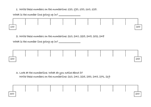 Missing values numberlines to 300 | Teaching Resources