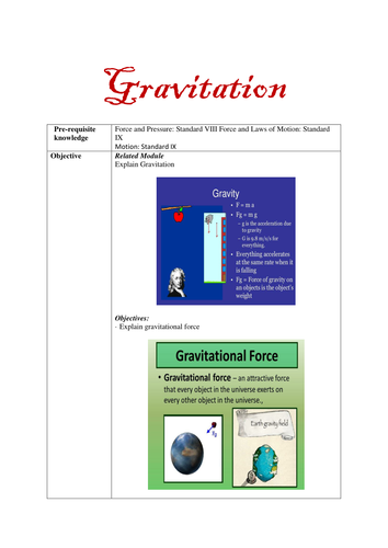 Gravitation | Teaching Resources
