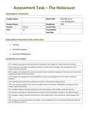 Assessment Task - The Holocaust | Teaching Resources