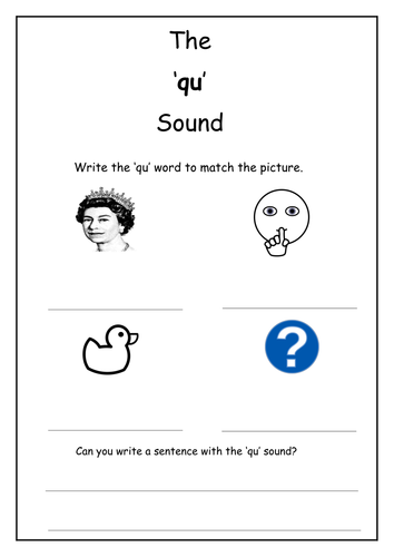 Phonics: qu sounds worksheet | Teaching Resources