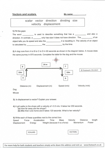 Vectors and scalars. Physics. KS4 (new GCSE 9 - 1). | Teaching Resources