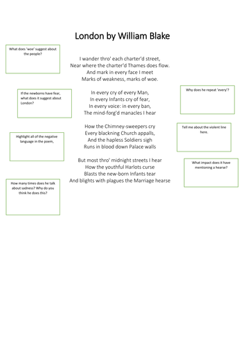 London - Blake - Low Ability PPT and Worksheet | Teaching Resources