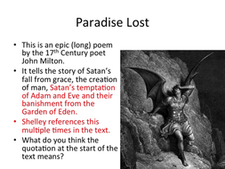 Frankenstein- GCSE and A Level Focus- Paradise Lost | Teaching Resources