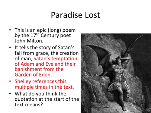 Frankenstein- GCSE and A Level Focus- Paradise Lost | Teaching Resources