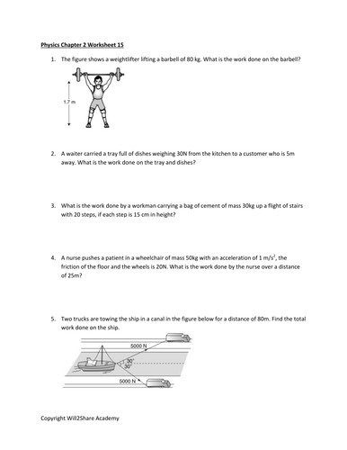 Work Done and Conservation of Energy Worksheets and Answers | Teaching ...