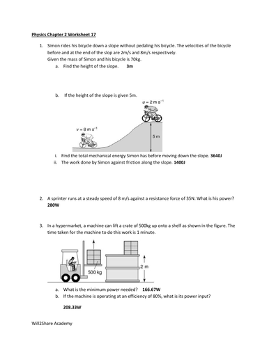 Kinetic Energy, Gravitational Potential Energy, Work Done and Power ...