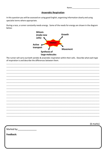 AQA KS4 GCSE Biology (Science) Anaerobic Respiration Lesson | Teaching ...
