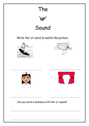 Phonics: ur sound worksheet | Teaching Resources