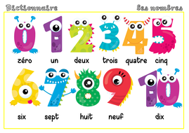 French picture dictionary - numbers | Teaching Resources