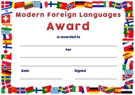 Modern Foreign Languages Award certificate | Teaching Resources